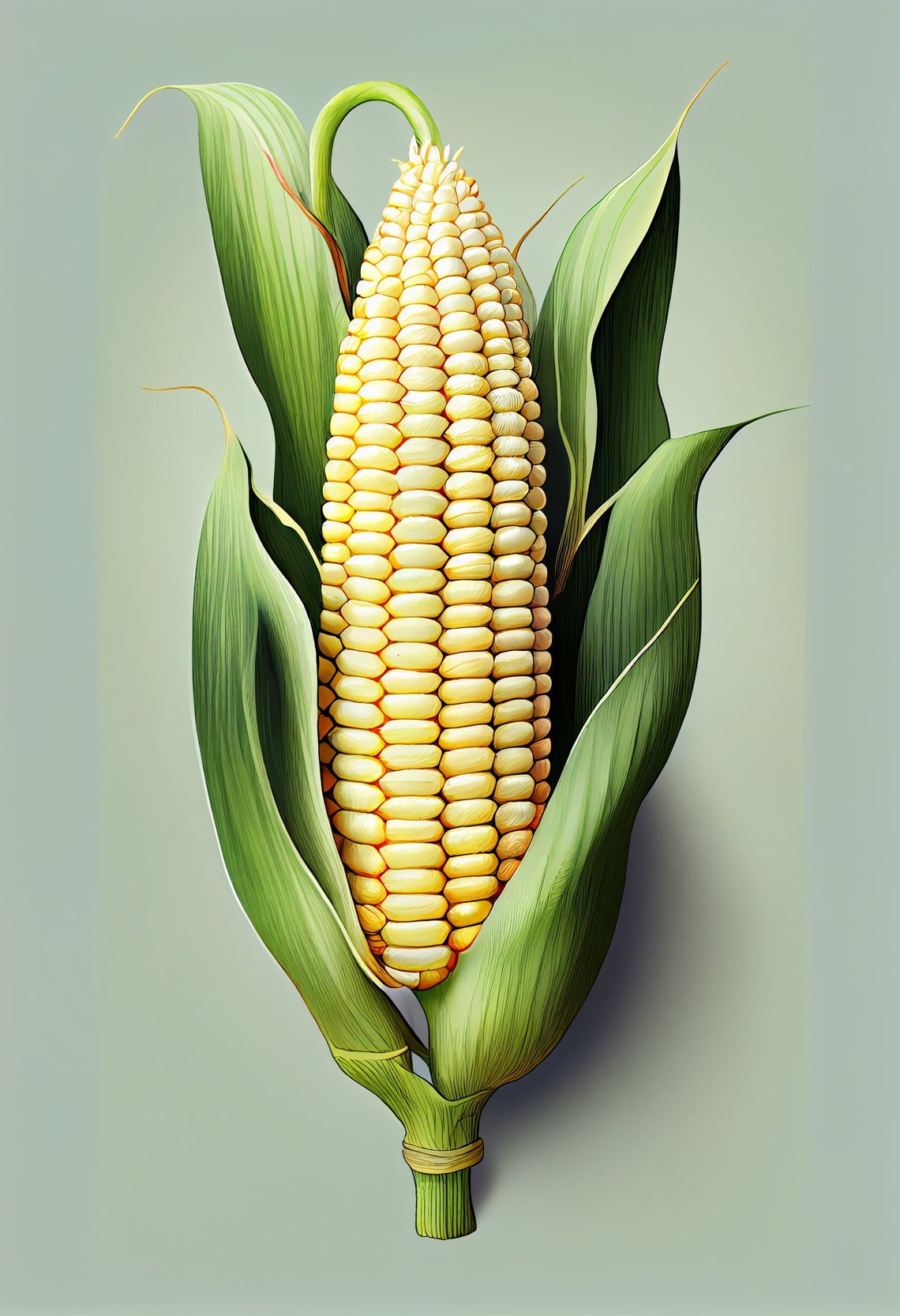 Corn - Vegetable Art Print - Botanical Illustration Style - Instant ...