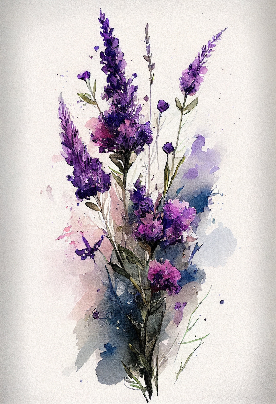Lavender - Flower Art Print - Botanical Watercolors Illustration ...