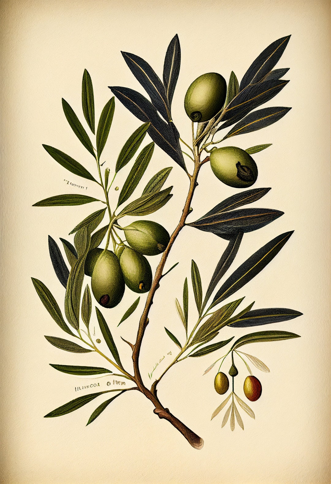 Olives - Vegetable Art Print - Botanical Illustration Style - Instant ...
