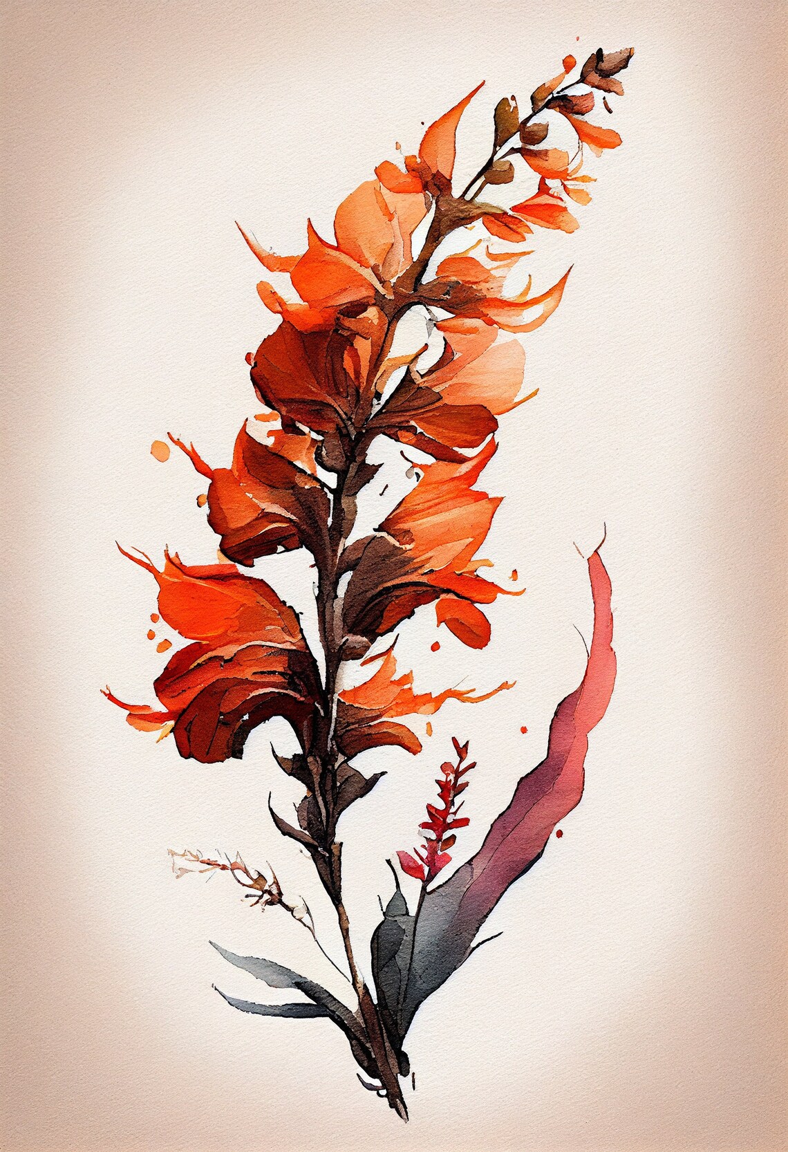 Orange Snapdragon - Flower Art Print - Botanical Watercolors ...