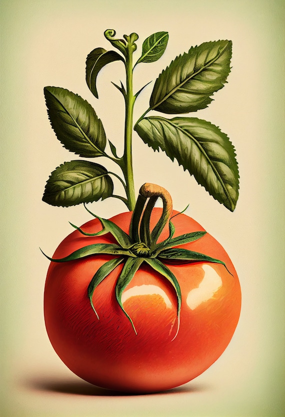 Tomato Plant Botanical Drawing