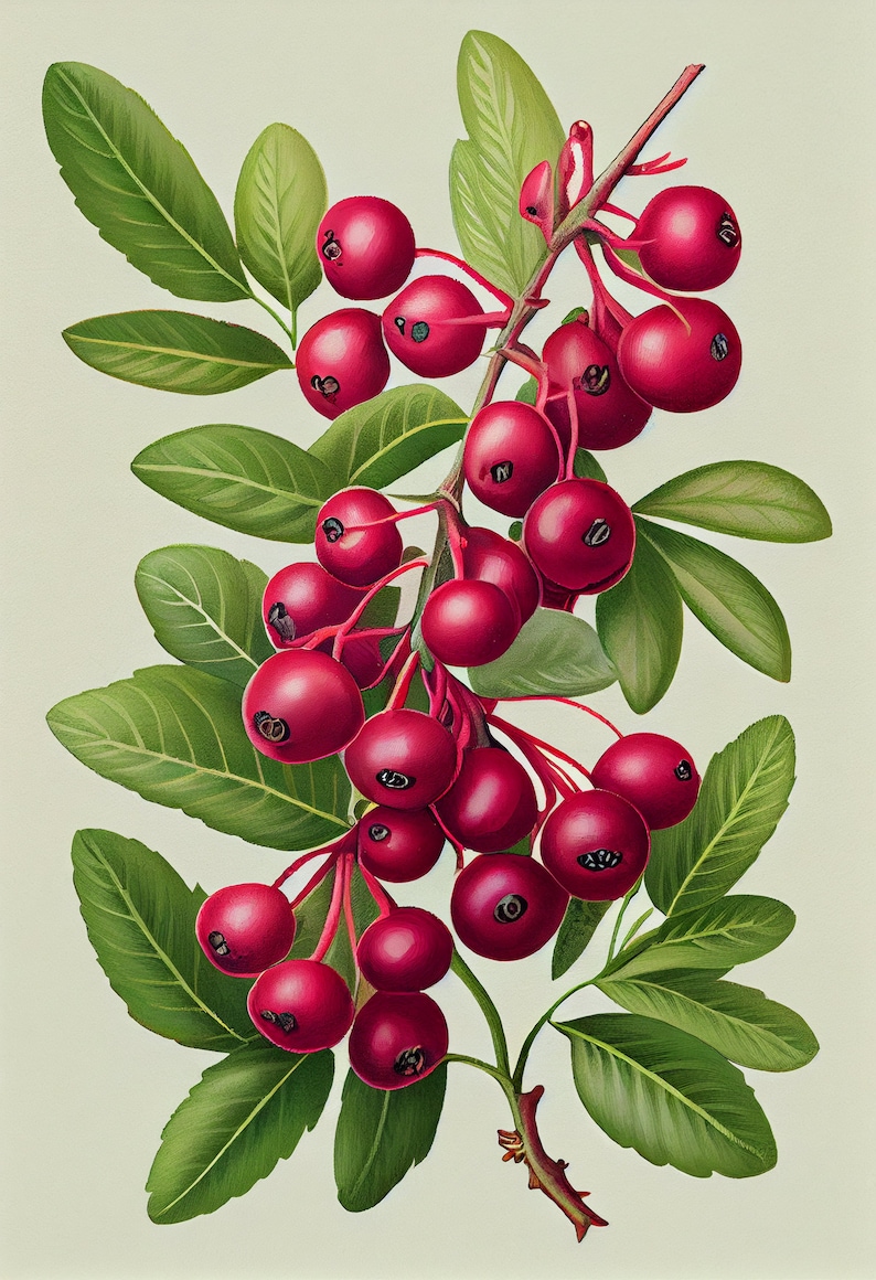 Cranberries - Fruit Art Print - Botanical Illustration Style - Instant ...