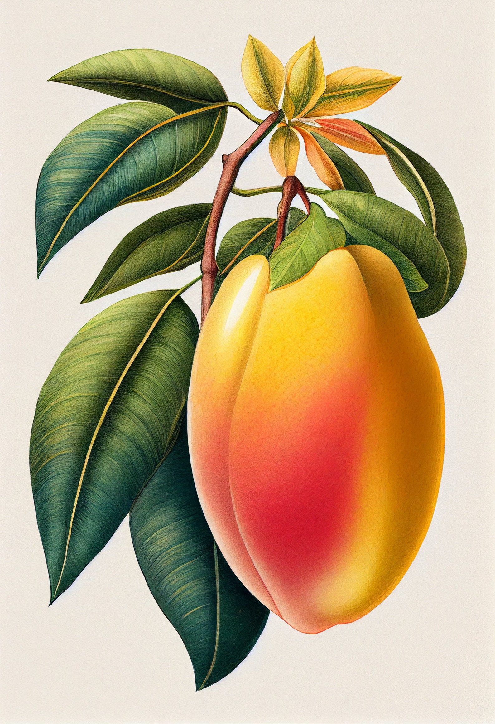 Mango - Fruit Art Print - Botanical Illustration Style - Instant ...