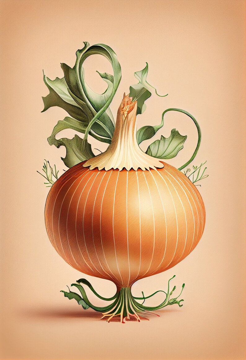 Onion - Vegetable Art Print - Botanical Illustration Style - Instant ...