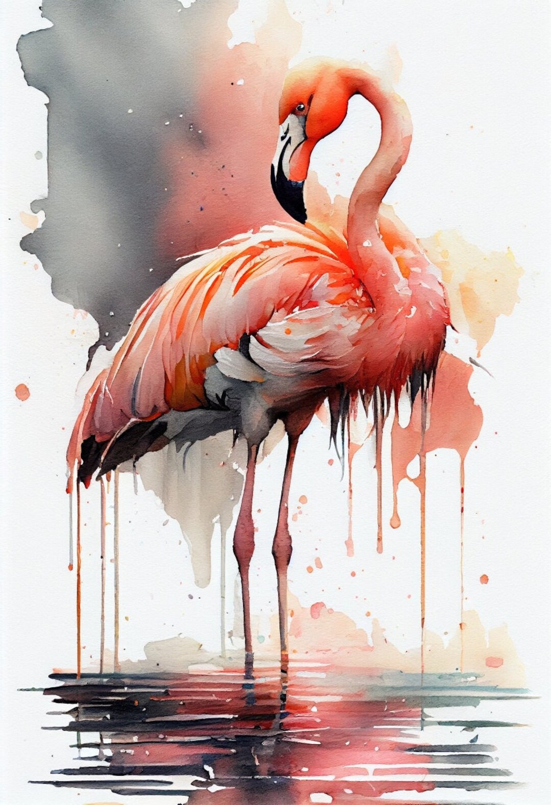 Flamingo - Bird Art Print - Avian Watercolors Illustration - Nature ...