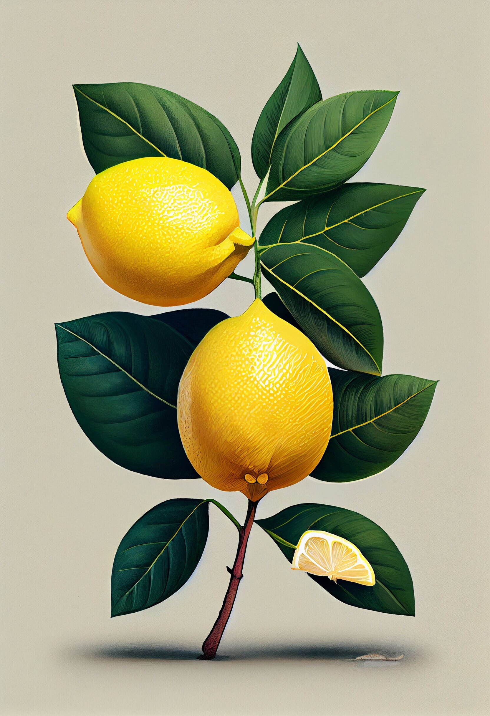 Lemons - Fruit Art Print - Botanical Illustration Style - Instant ...