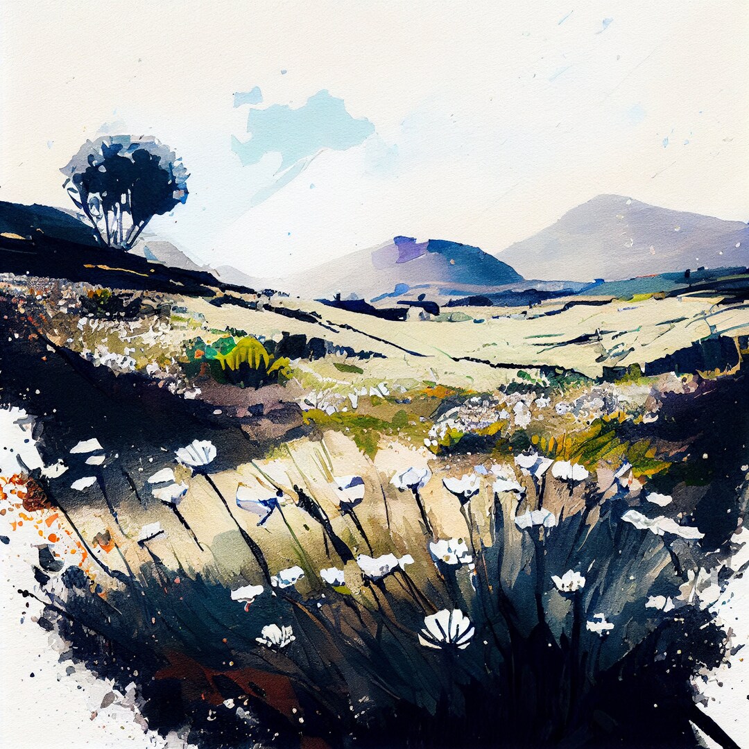 White Morning Glory Field - Flower Art Print - Botanical Watercolors ...