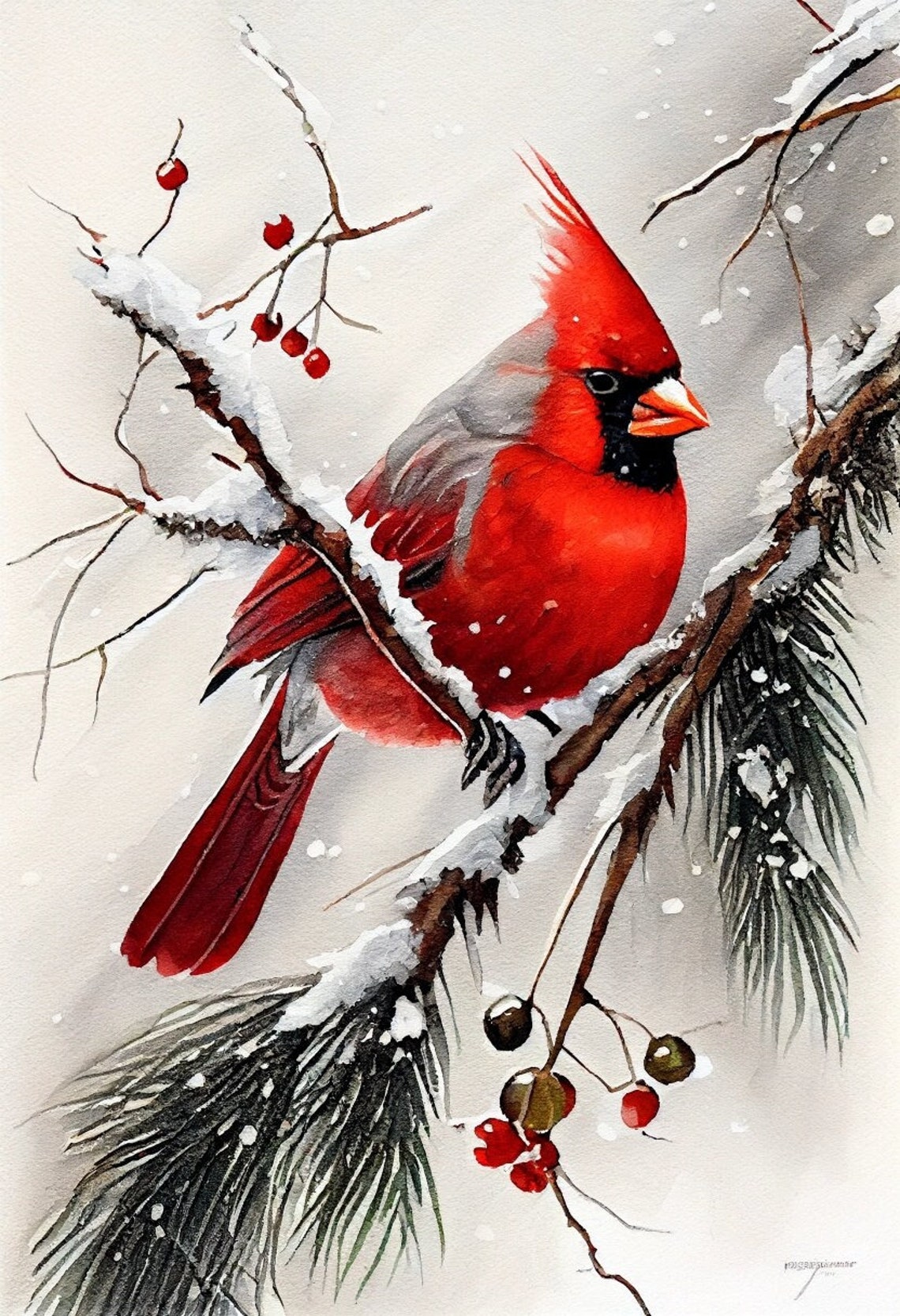 Cardinal - Bird Art Print - Avian Watercolors Illustration - Nature ...