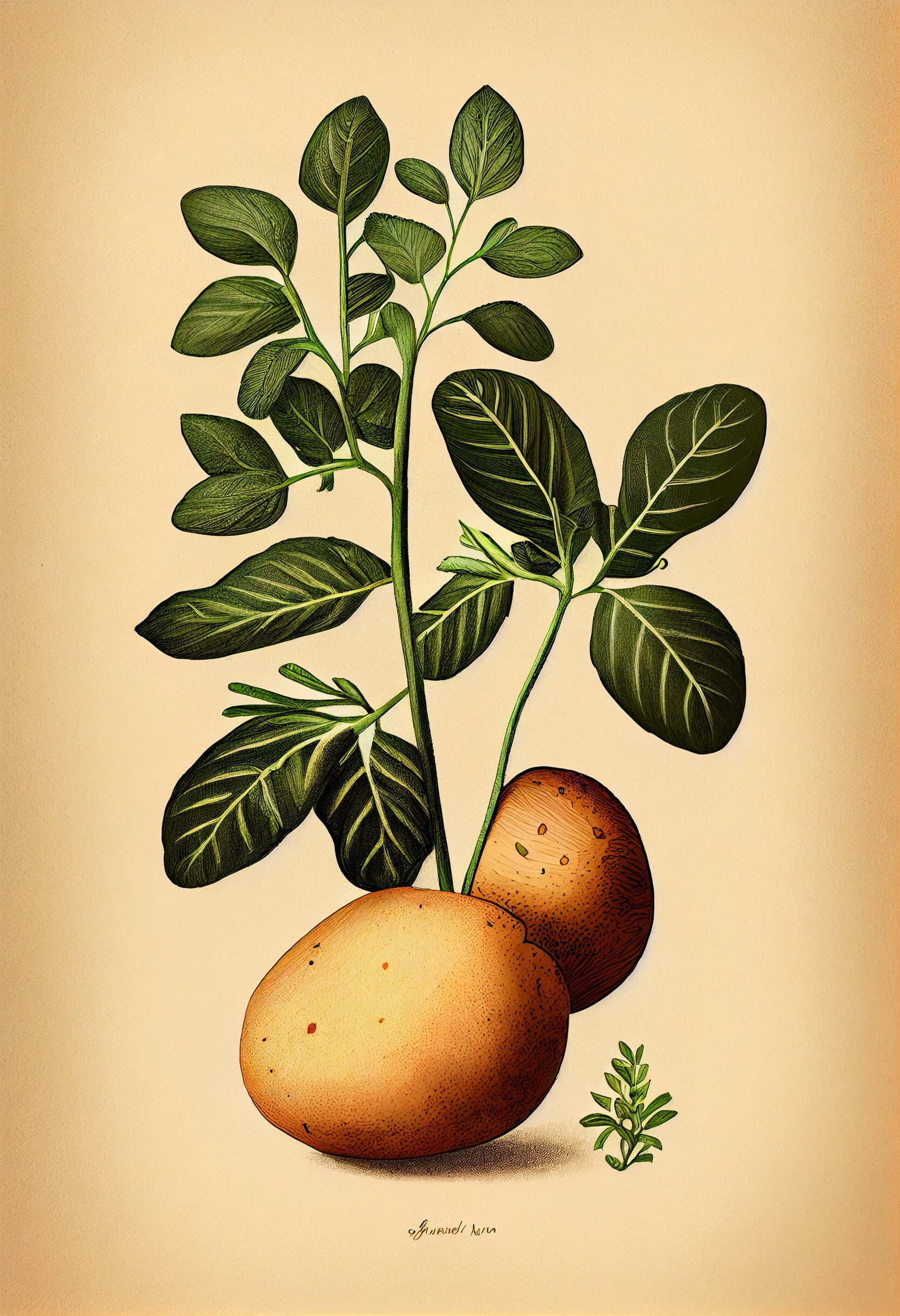 Potatoes - Vegetable Art Print - Botanical Illustration Style - Instant ...