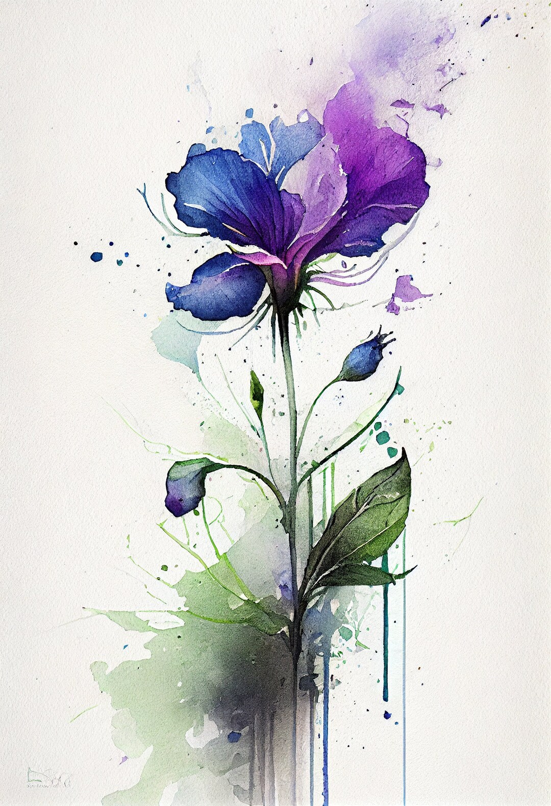 Violet - Flower Art Print - Botanical Watercolors Illustration ...