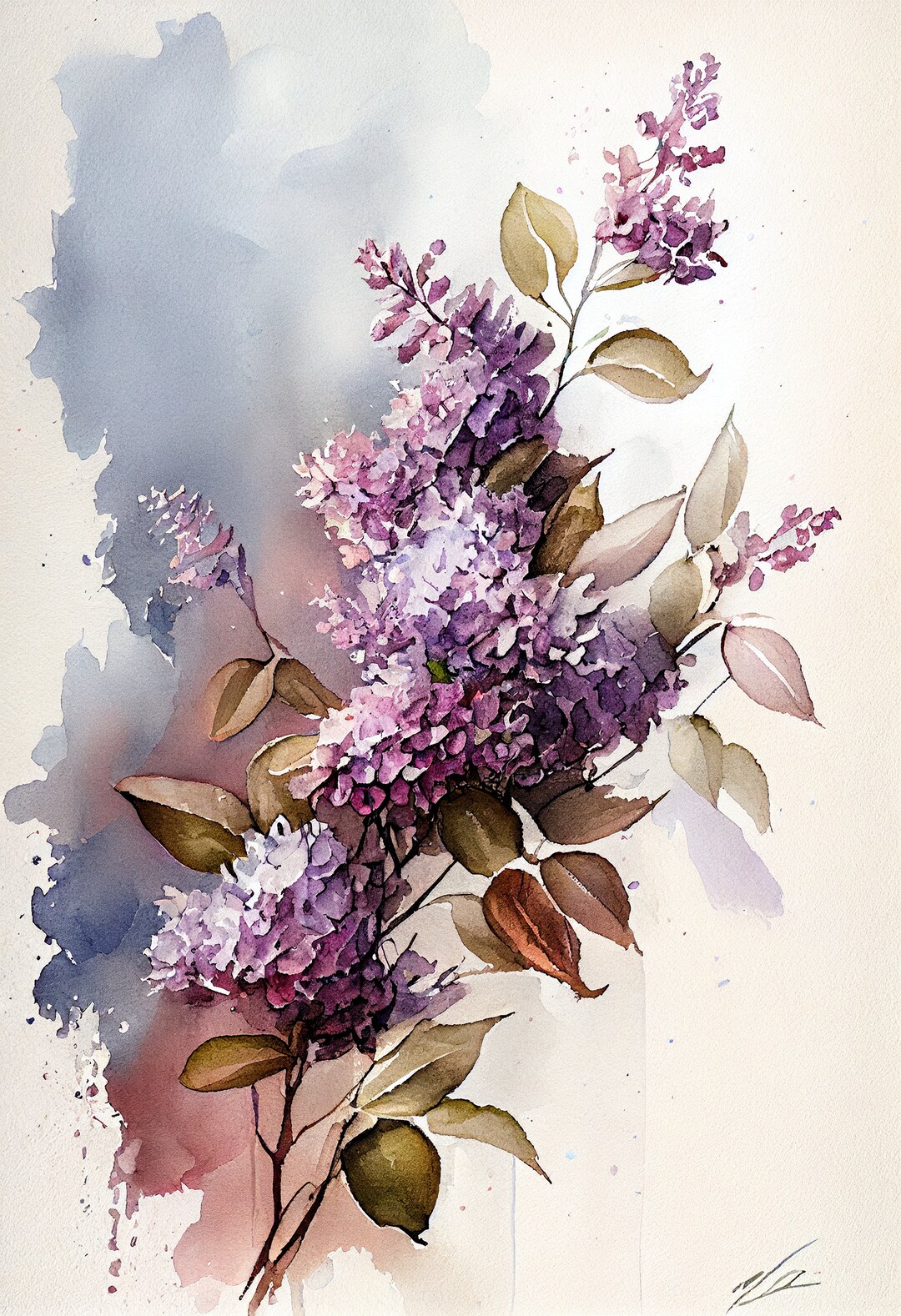 Lilac - Flower Art Print - Botanical Watercolors Illustration - Instant ...