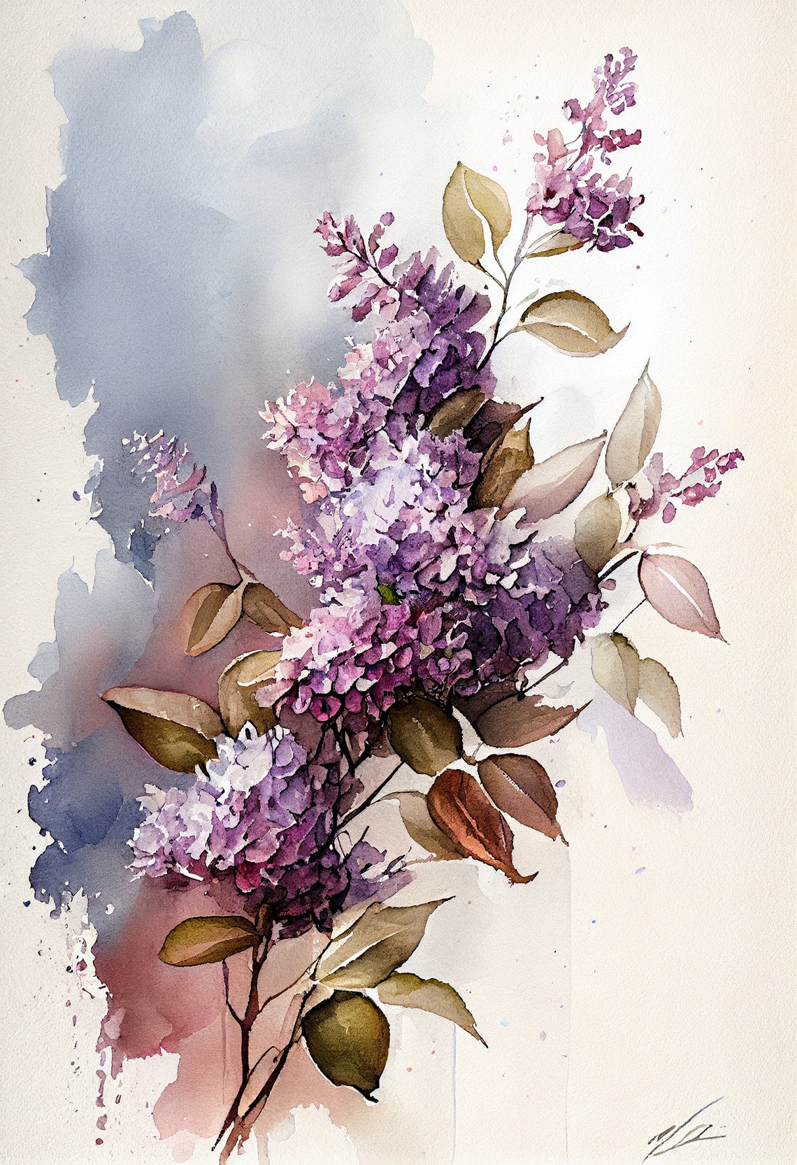 Lilac - Flower Art Print - Botanical Watercolors Illustration - Instant ...