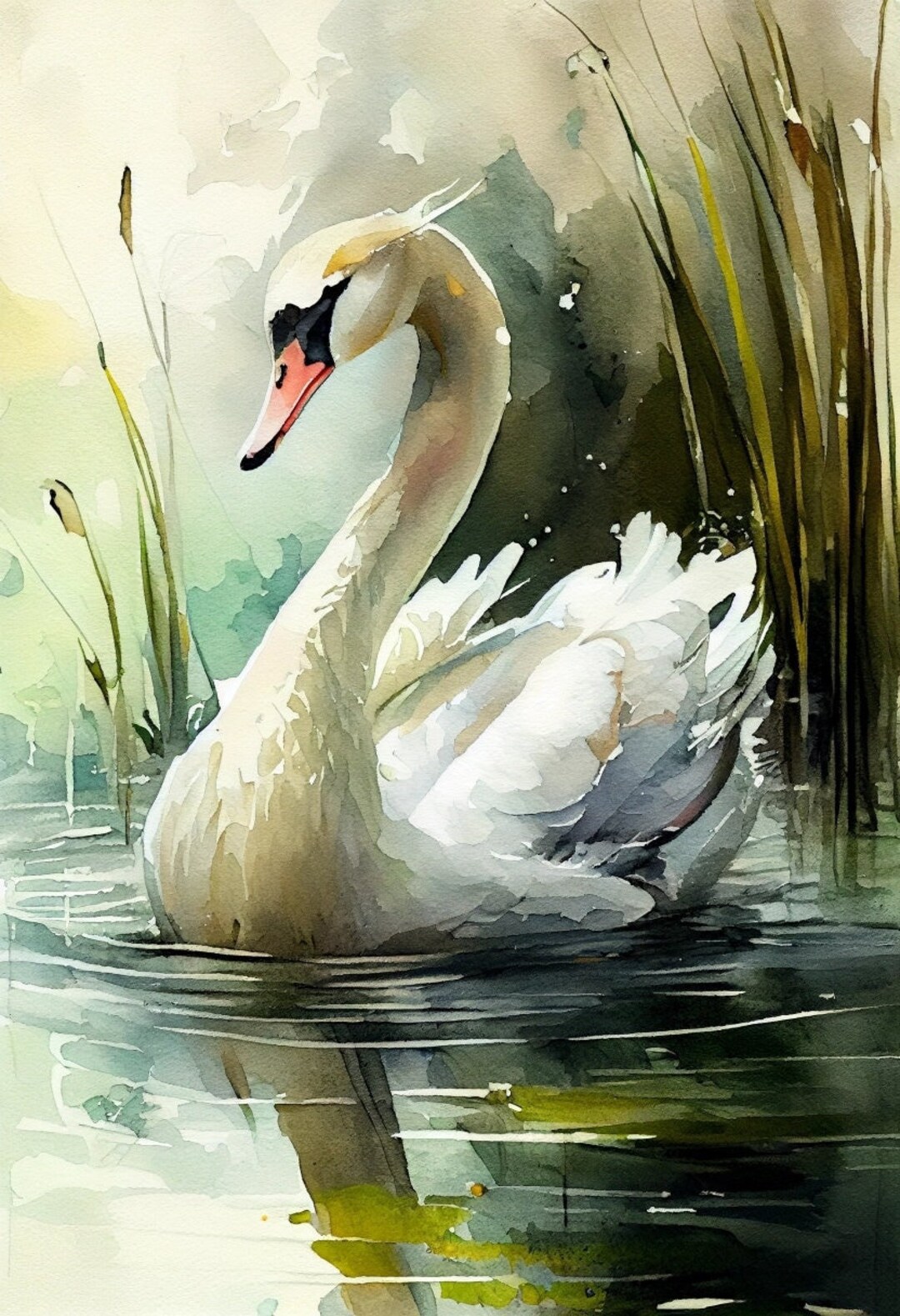 Swan - Bird Art Print - Avian Watercolors Illustration - Nature Picture ...