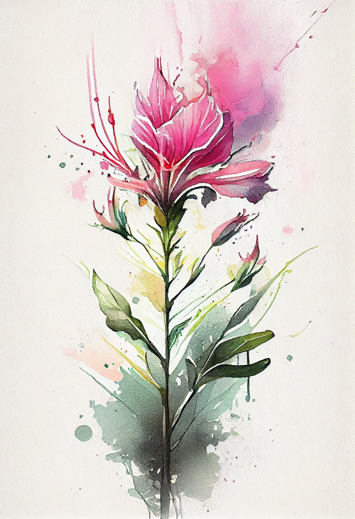 Pink Cypress - Flower Art Print - Botanical Watercolors Illustration ...