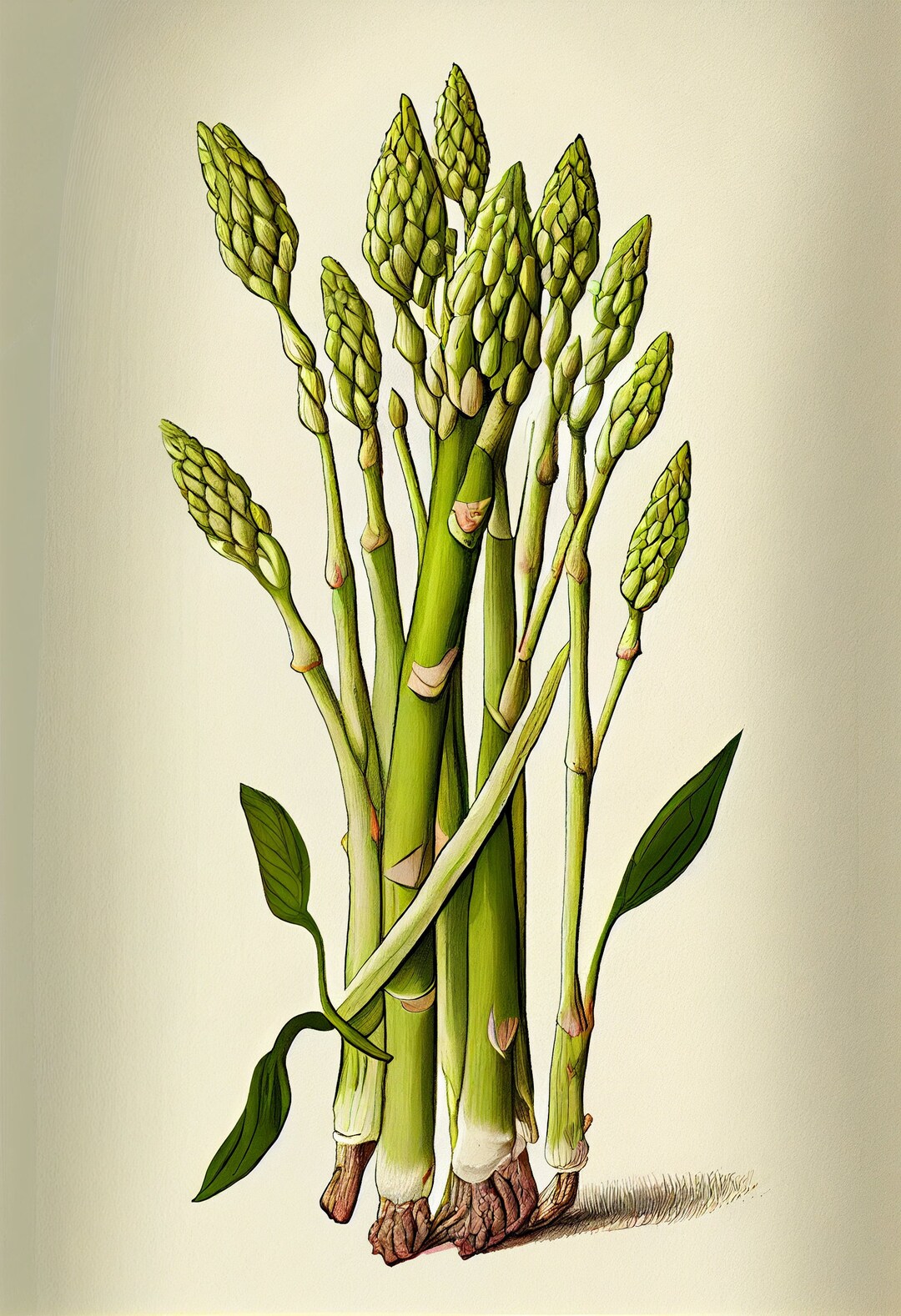 Asparagus - Vegetable Art Print - Botanical Illustration Style ...