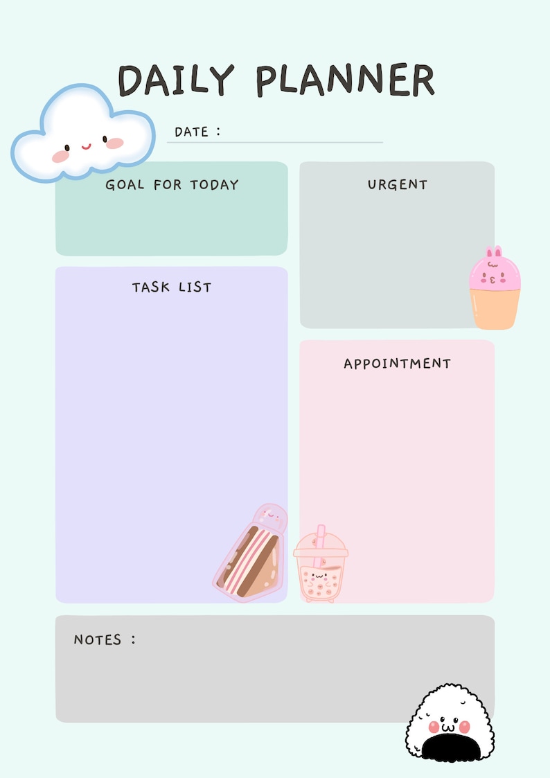 Editable Cute Daily Planner - Etsy