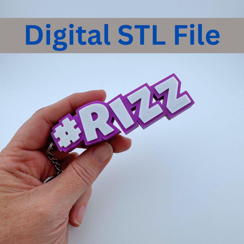 Digital File RIZZ 3D Printable Keychain STL File, Gen Z & Gen Alpha ...