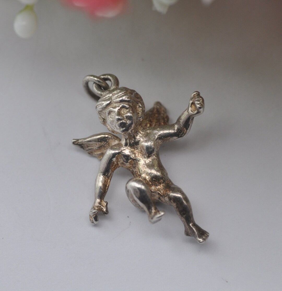 Vintage Cherub Charm Pendant Baby Boy With Wings Cupid Charm 925 ...