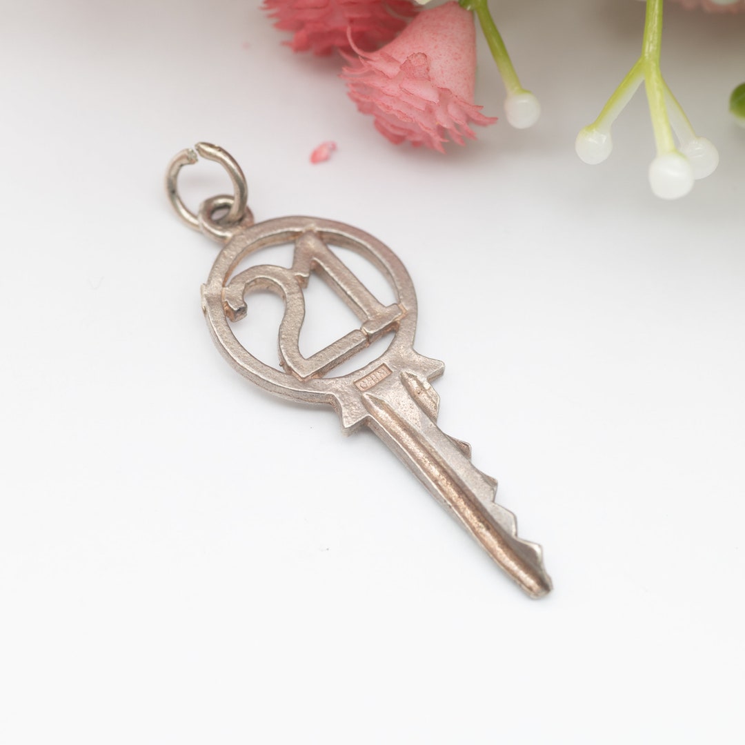 Vintage Chim Silver Key Charm Pendant for 21st Birthday 21 Key Branded ...