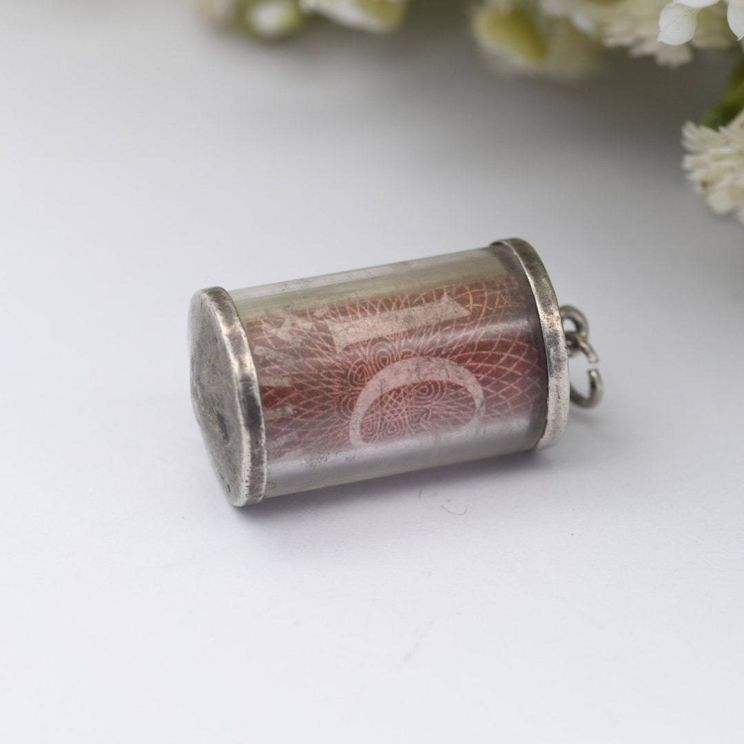 Vintage 10 Shillings Emergency Money Charm Pendant Cylinder Banknote ...
