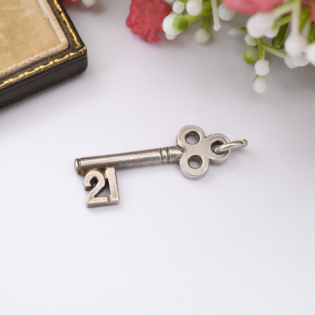 Vintage 21st Birthday Key Charm Pendant - Key to the Door 21 Chunky ...
