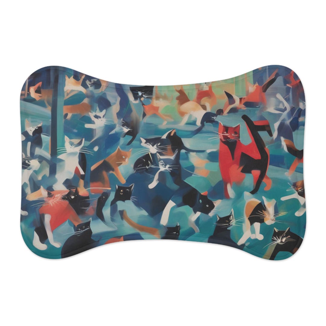 Cats in the City, Urban Cat Food Mat, Stylish Cat Lover, Cat Lady, Cat ...