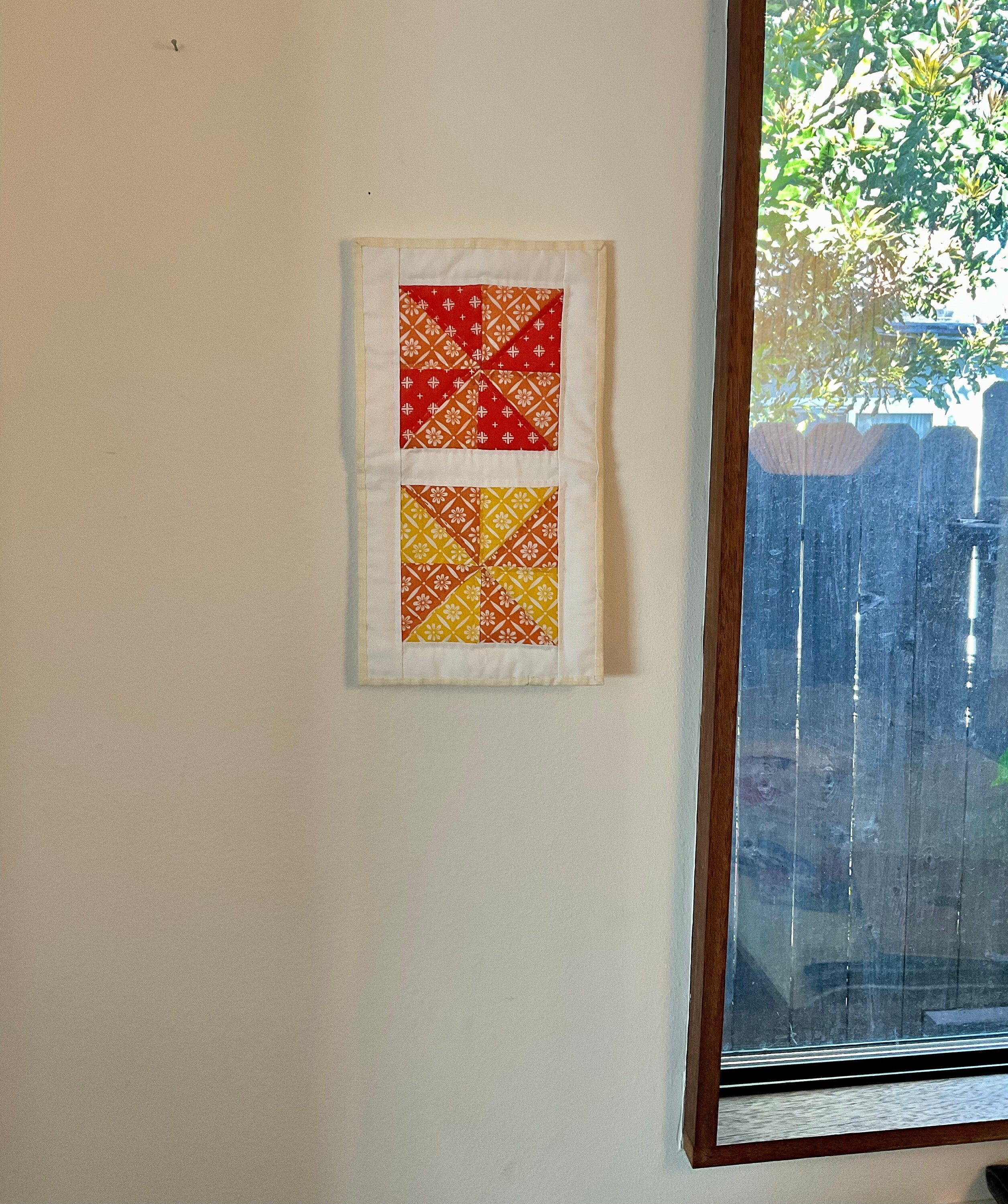 Hand Quilted Pinwheel Place Mat - Pot Holder - Wall Hanging - Yellow ...
