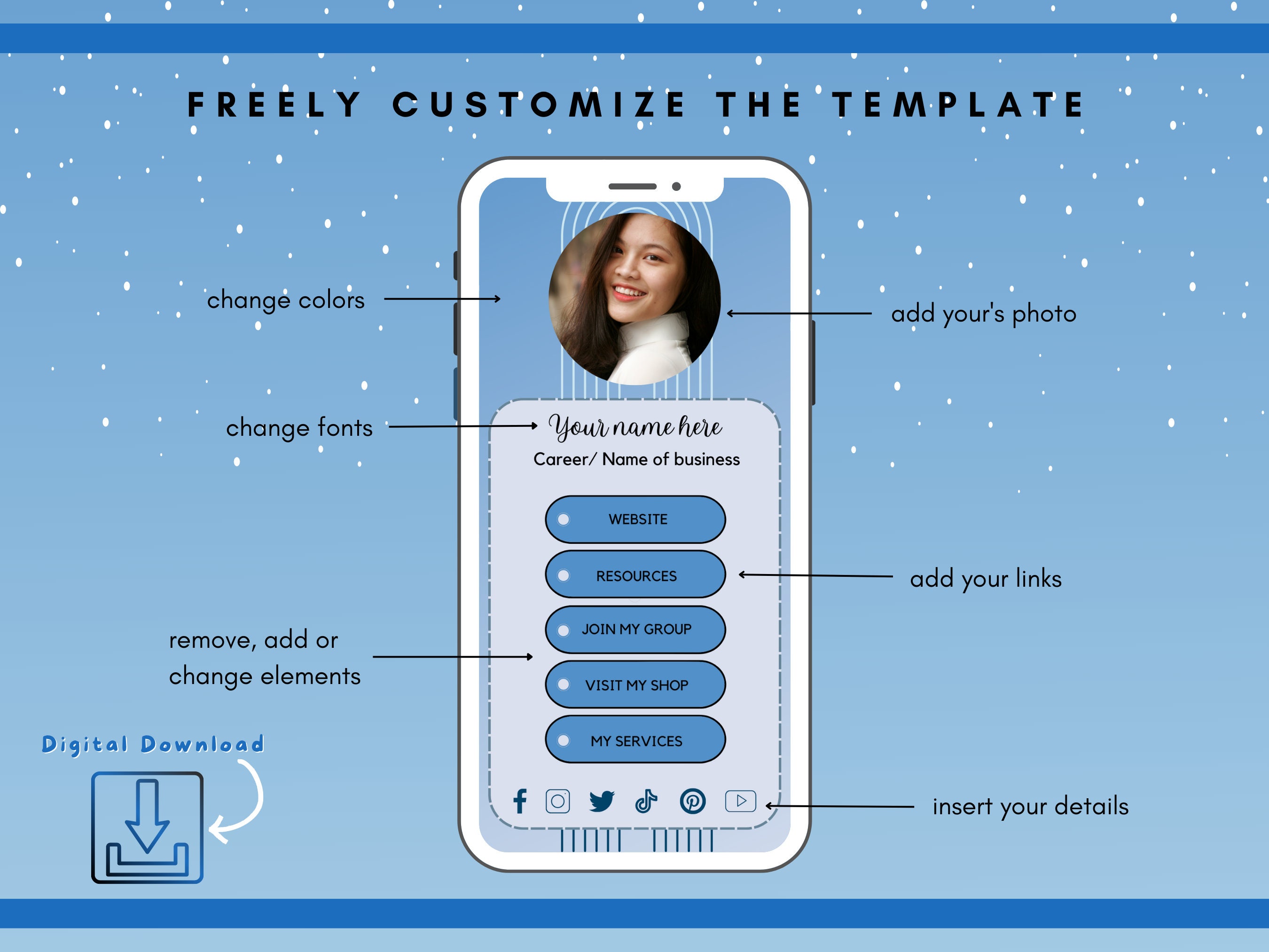Link in Bio Template Canva | Instagram Landing Page | Linktree ...