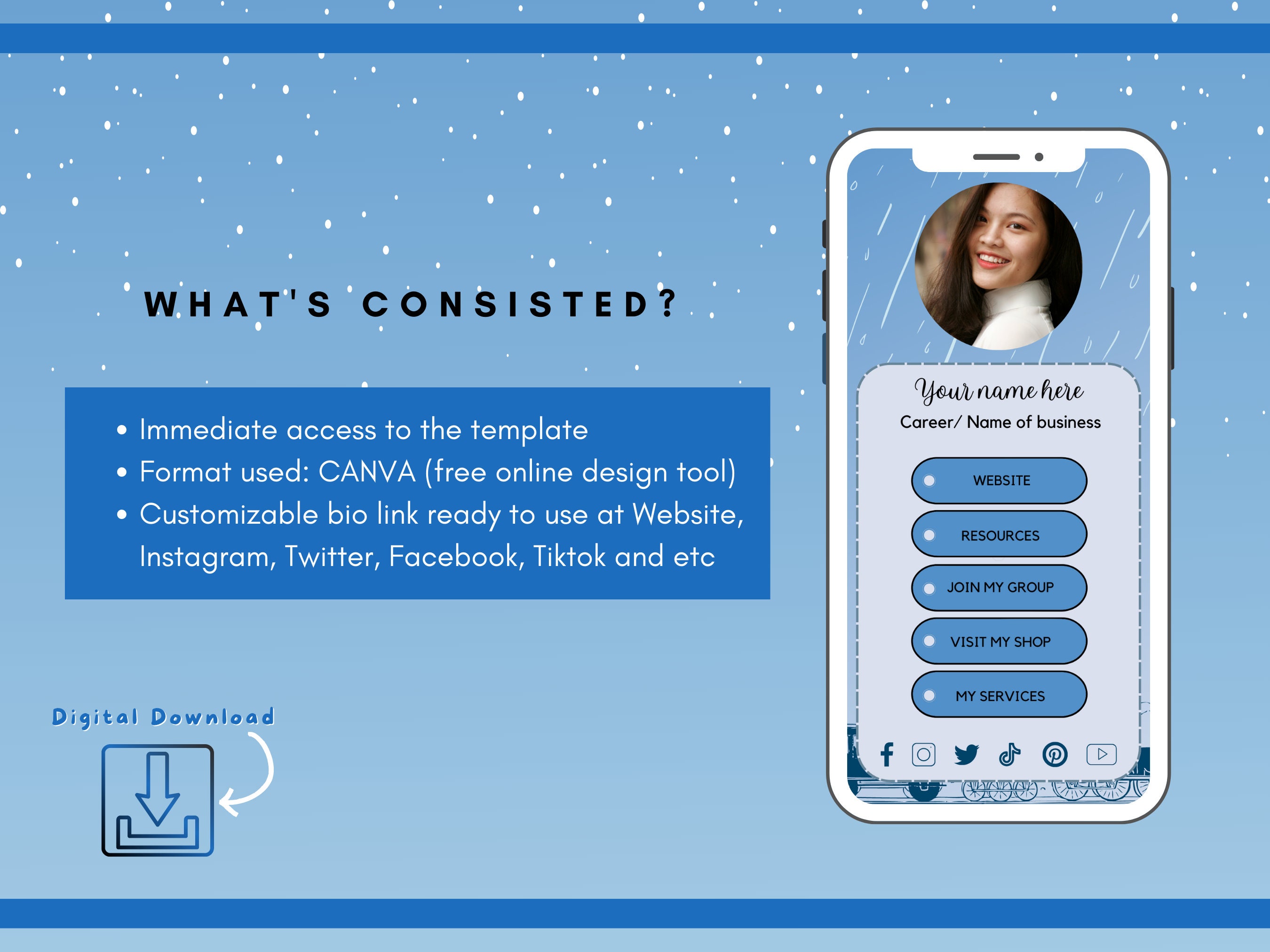 Link in Bio Template Canva | Instagram Landing Page | Linktree ...