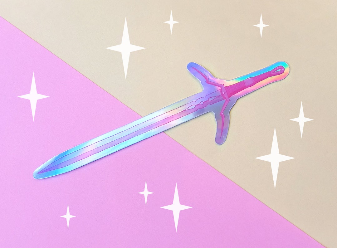 Holographic Pink Sword Sticker | Signet Ring - Etsy