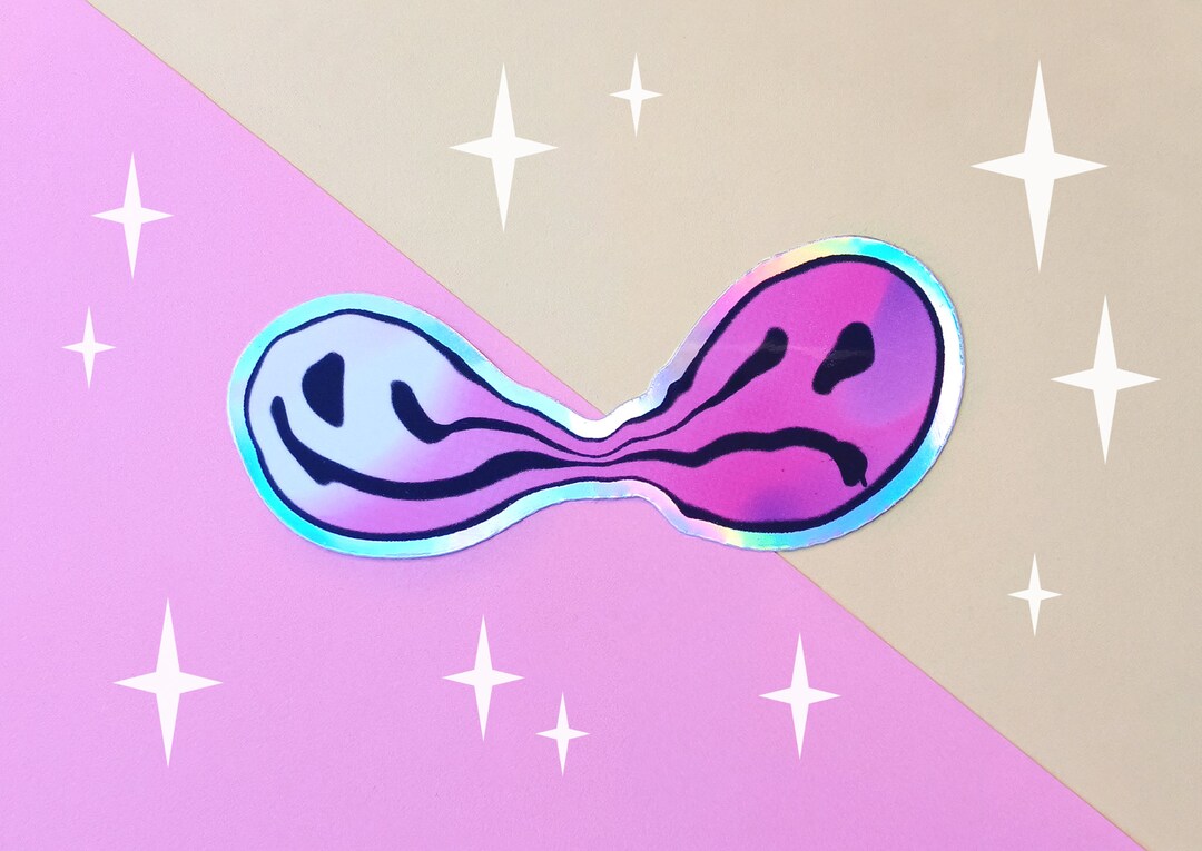 Melty Faces Holographic Sticker Mental Health - Etsy