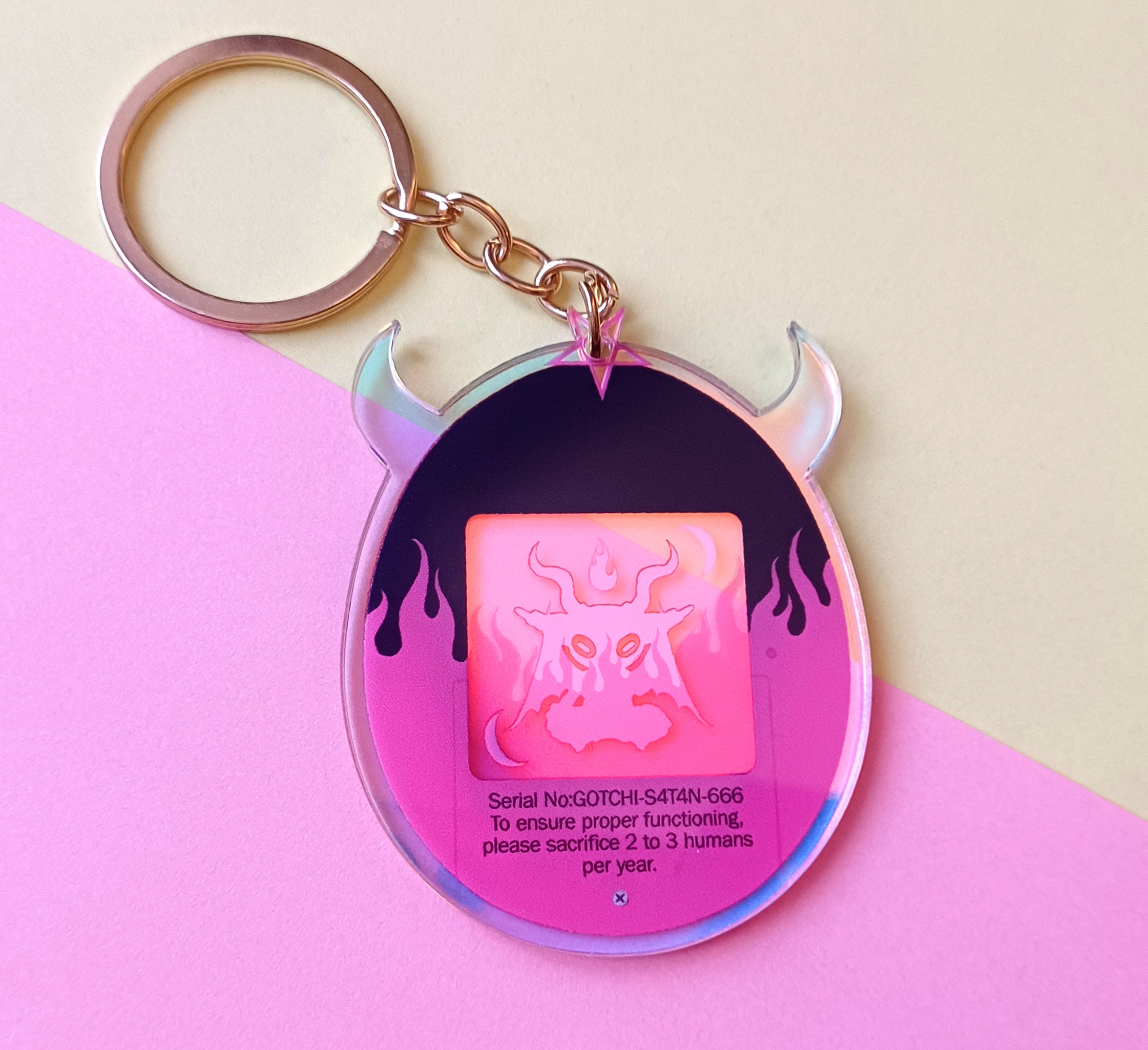Tamagotchi Inspired Satan Keychain Satanotchi Kawaii Baphomet Lucifer ...