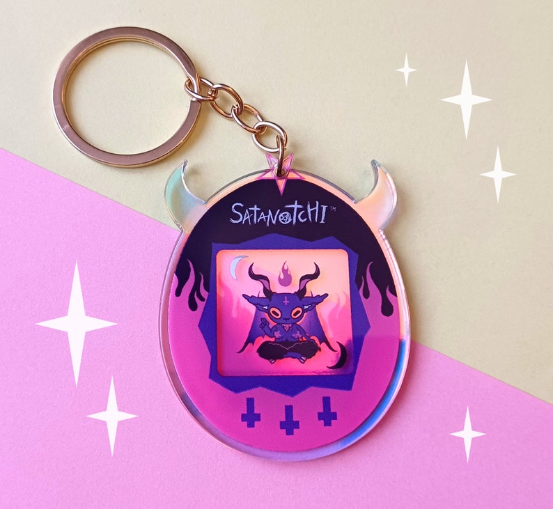 Tamagotchi Inspired Satan Keychain Satanotchi Kawaii Baphomet Lucifer ...