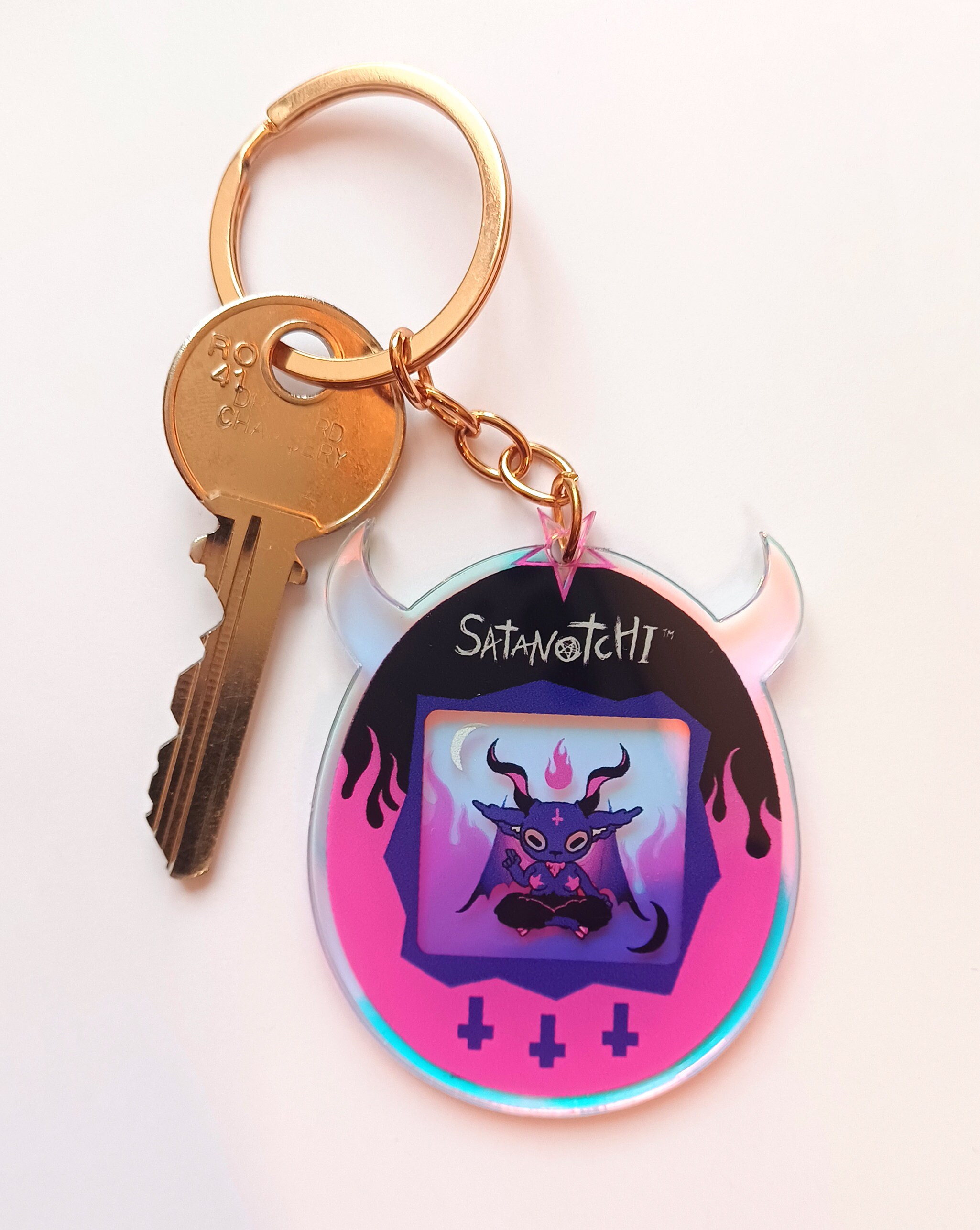 Tamagotchi Inspired Satan Keychain Satanotchi Kawaii Baphomet Lucifer ...