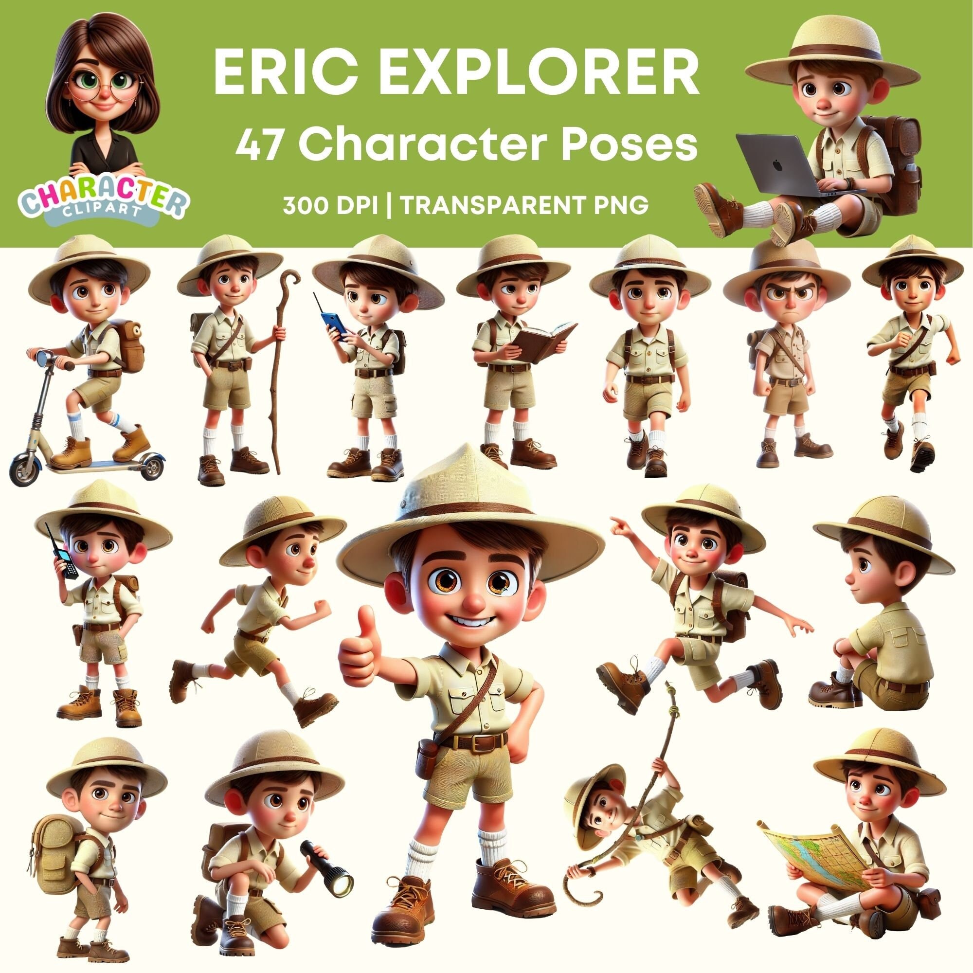 Explorer Jungle Cartoon Clipart - 47 Commercial Use 300dpi PNG Images ...