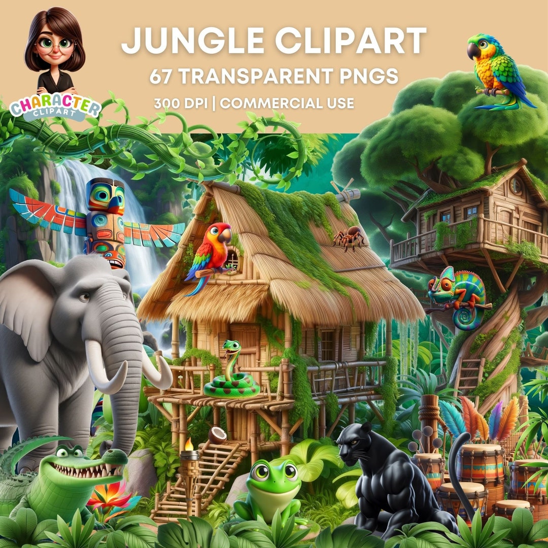 Jungle Clipart Pack: 67 High-quality Jungle & Safari Illustrations in ...