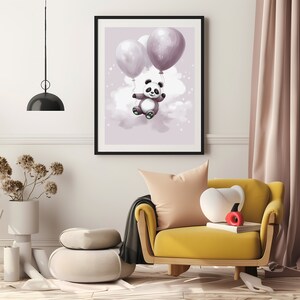 Bundle, Retro Baby Panda With Balloons , 5 Different Designs, Printable ...