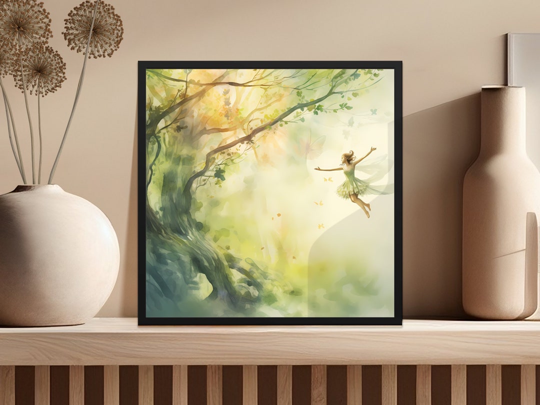 Enchanted Forest Fairy Digital Art, Whimsical Fantasy Tree With Magical ...