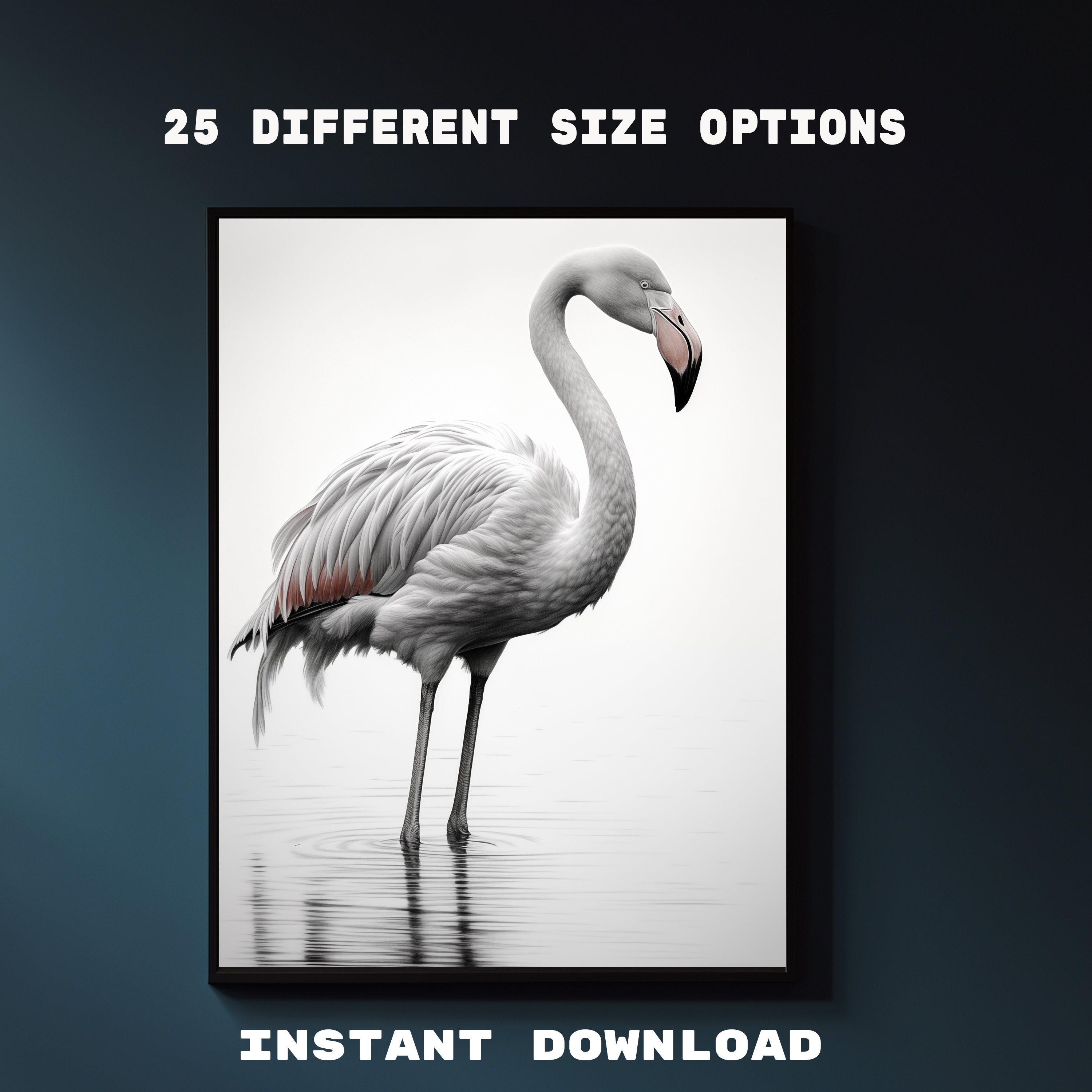 Black And White Printable Flamingo Wall Art I Print 25 Sizes Imodernart