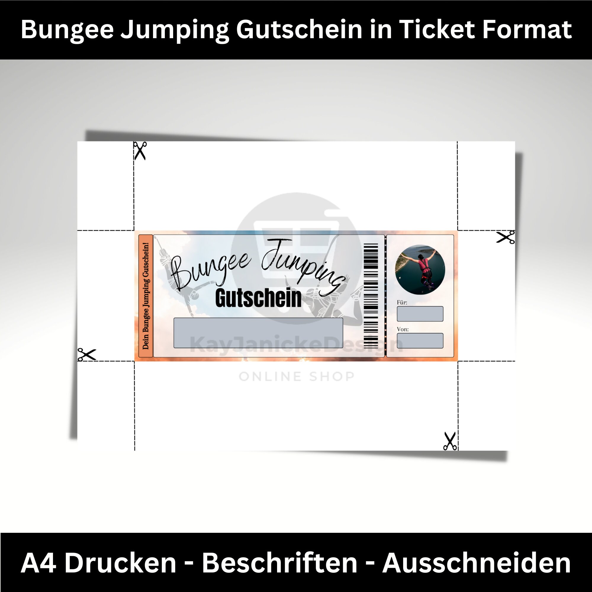 Bungee Jumping Voucher Template. Digital Download for a Voucher for ...