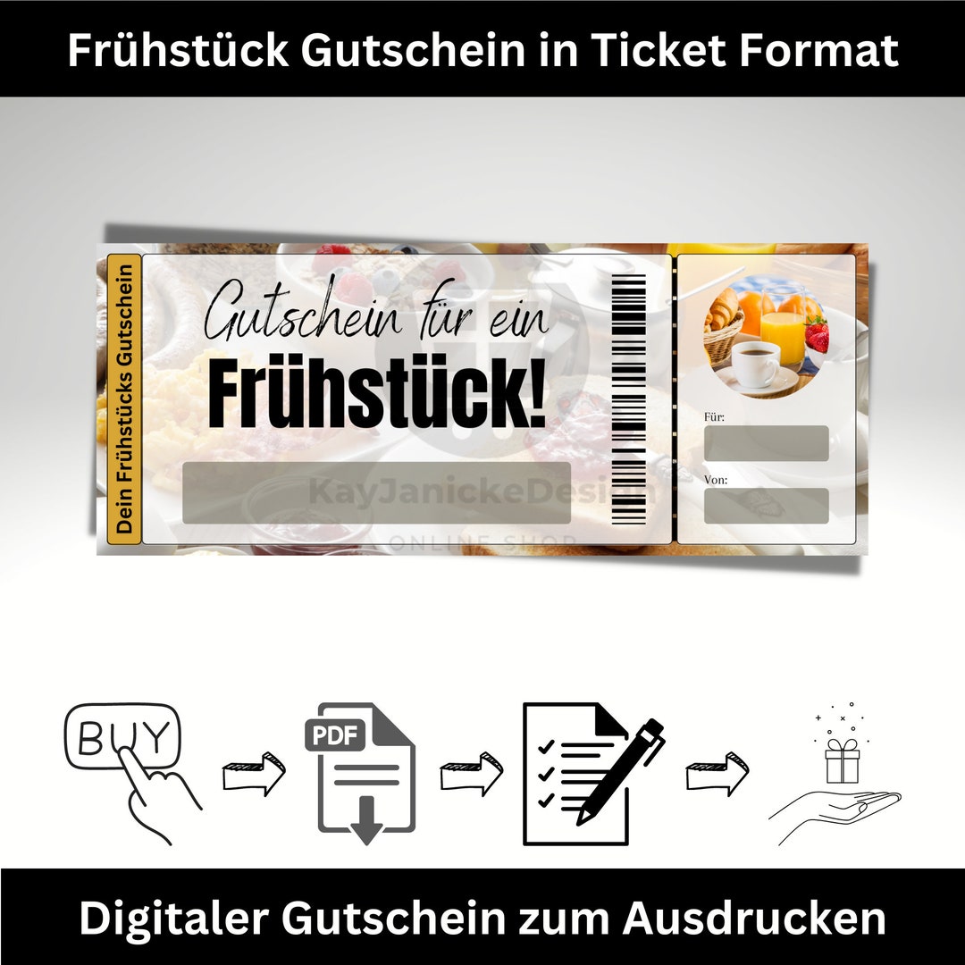 Breakfast Voucher Food Template Digital Download to Print - Etsy