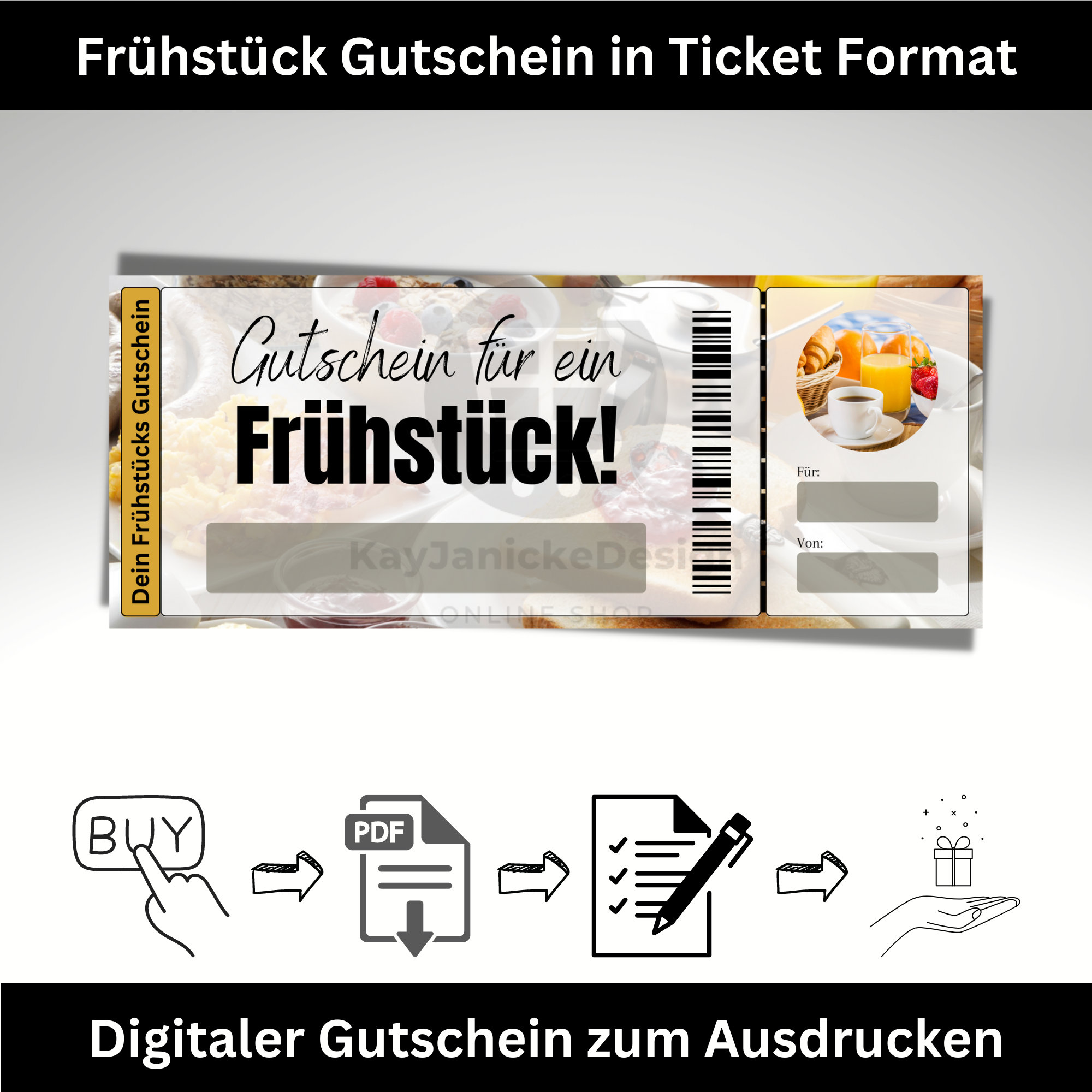 Breakfast Voucher Food Template Digital Download to Print - Etsy