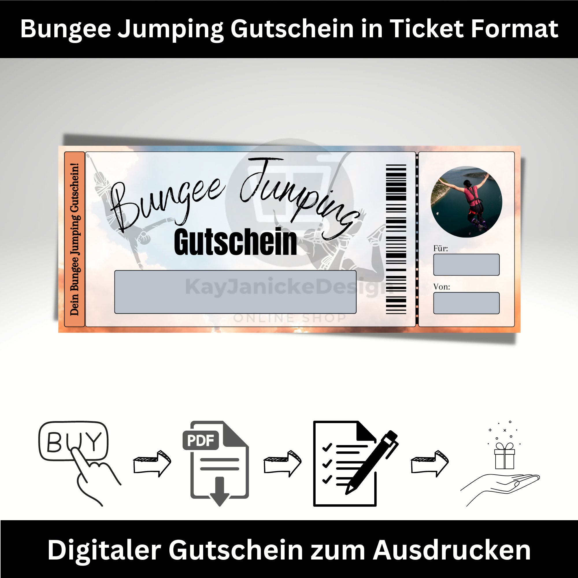 Bungee Jumping Voucher Template. Digital Download for a Voucher for ...