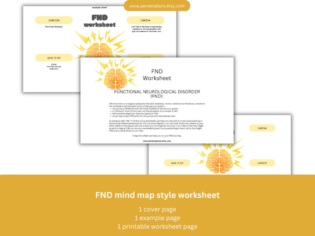 3 Page Mind Map Worksheet for FND, 3 Printable Pages, Downloadable ...