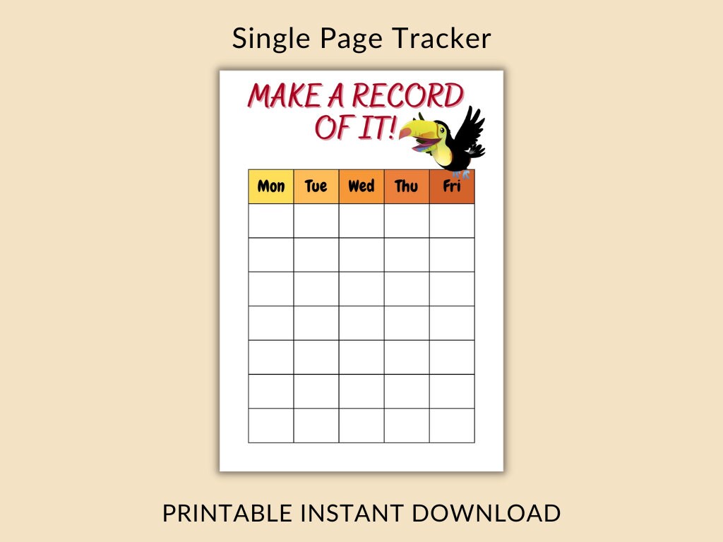 Single Page Tracker Printable Page, Digital Template Printable, PDF ...