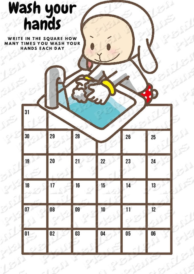 Single Page Hand Washing Tracker 1 Printable Page Lenny the - Etsy