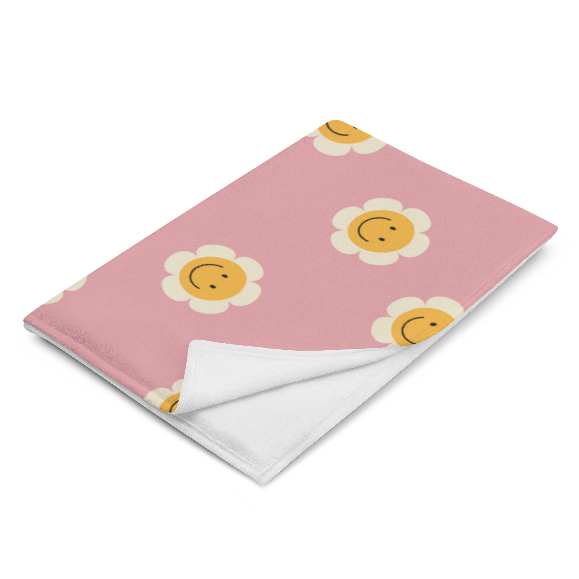 Pink Smiley Face Fleece Throw Blanket - Etsy