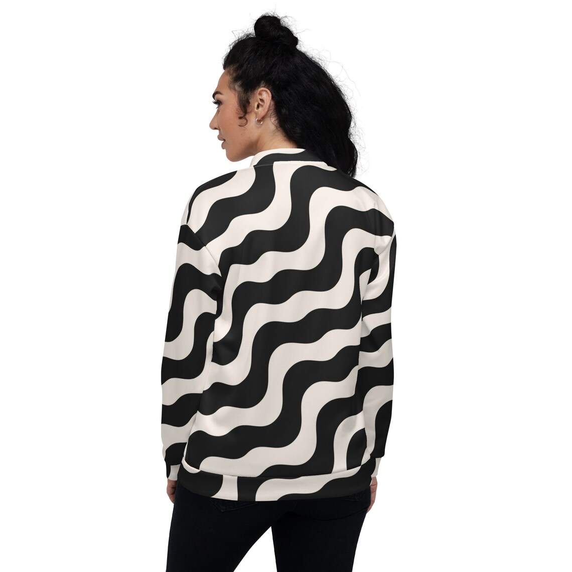 Black and White Stripe Bomber Jacket - Etsy