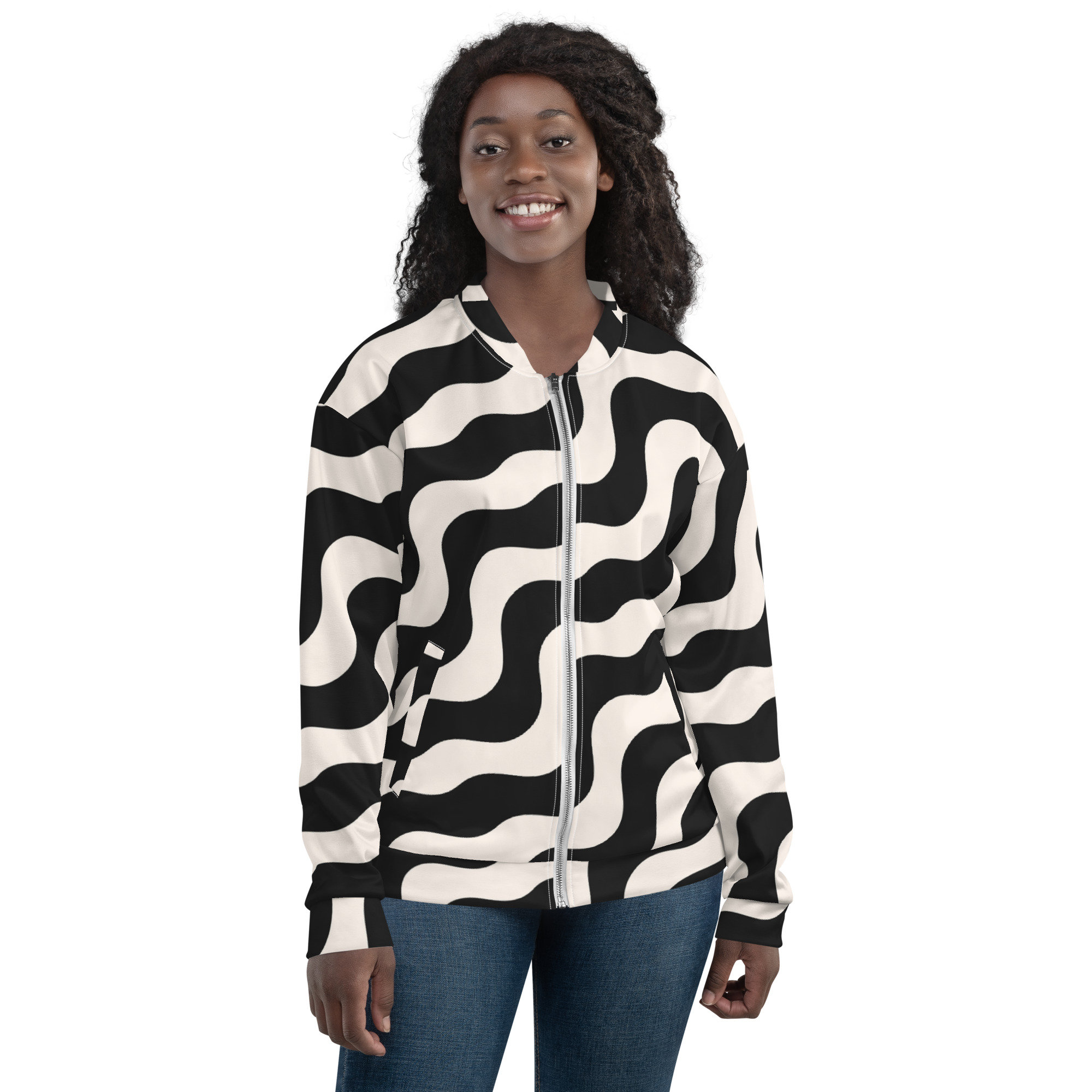 Black and White Stripe Bomber Jacket - Etsy