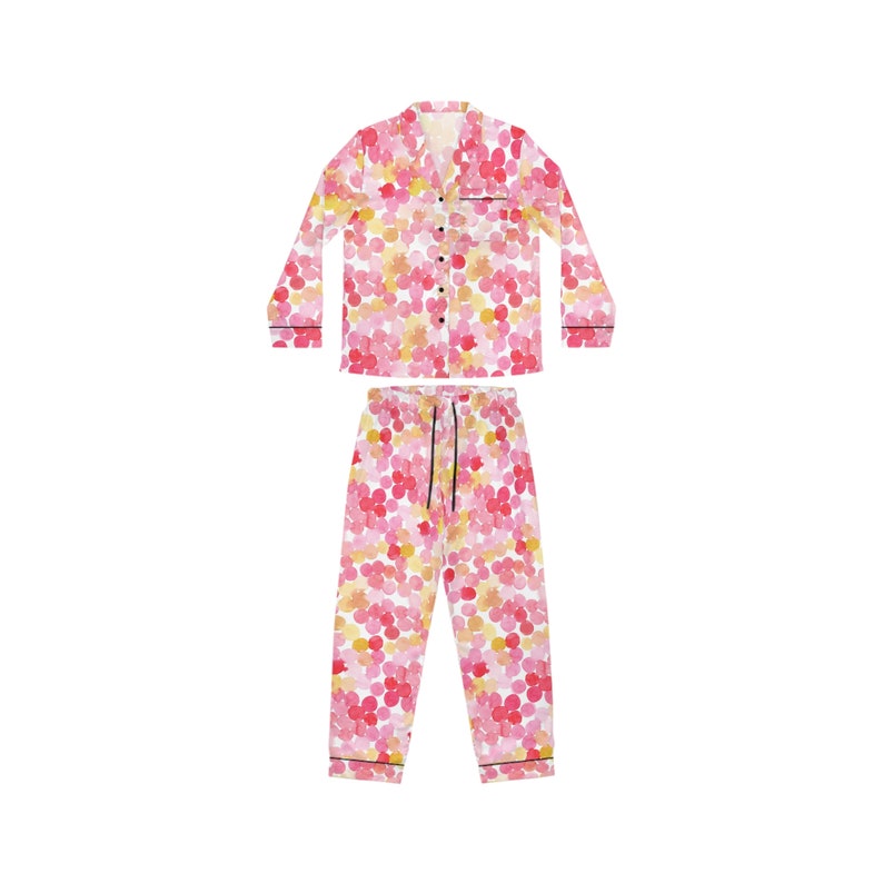 Women's Dot Print Pink and White Satin Pajamas - Etsy